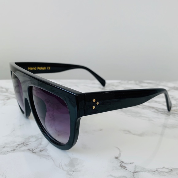 Accessories | Flat Top Frame Luxury Sunglasses Black | Poshmark